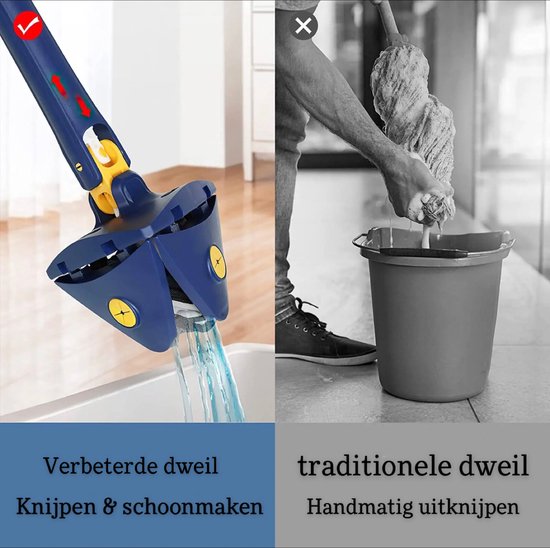 Premium driehoekige dweil met wringer - verstelbaar en 360 graden ...