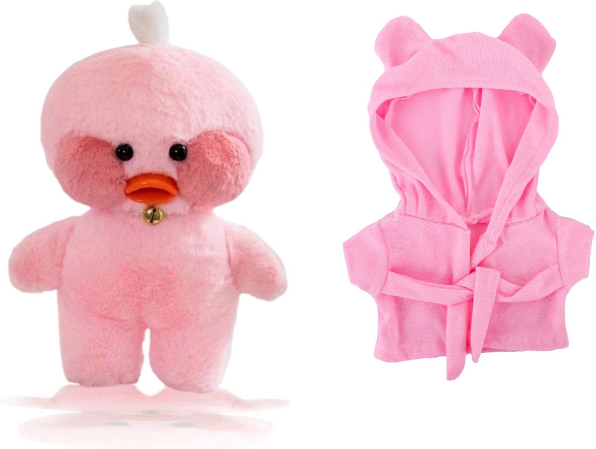 Klikkopers® - Paper Duck Knuffel - Roze Badjas - 30 cm - Paper Duck ...