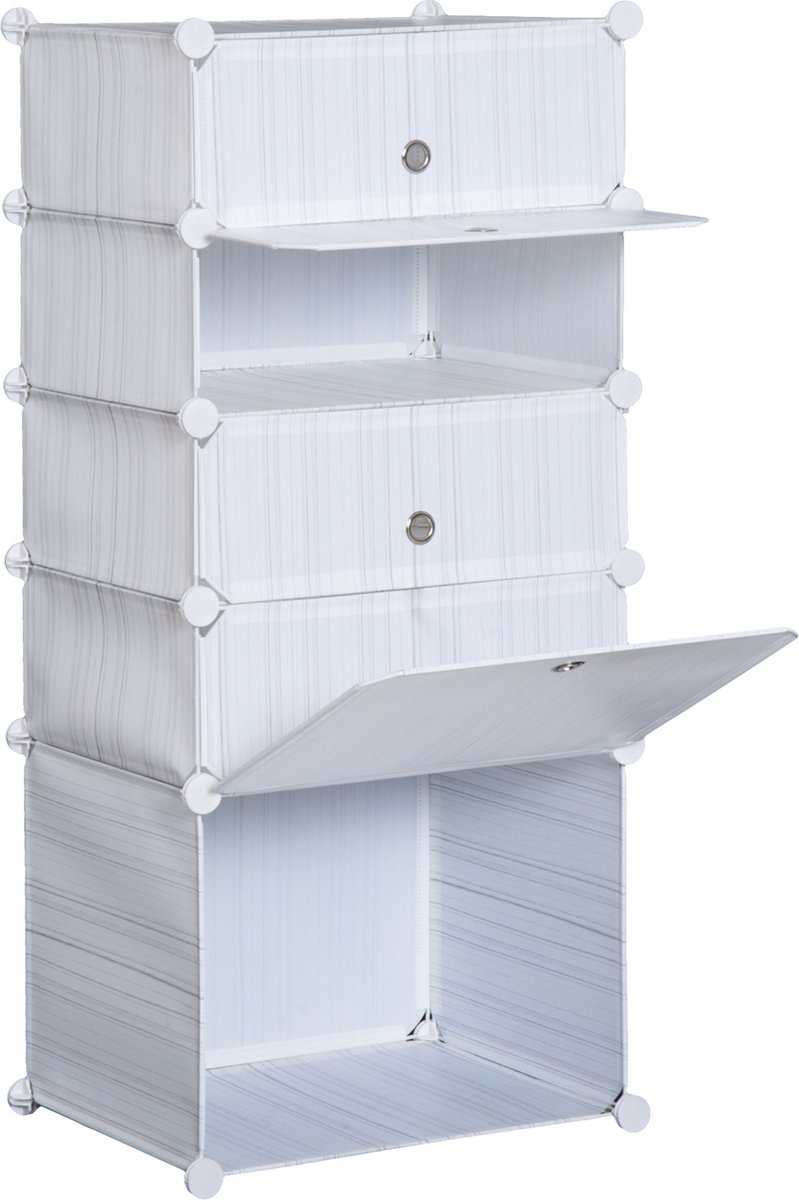 HOMCOM Rek met opbergboxen verstelbare kast wit grijs 831-177 | bol.com