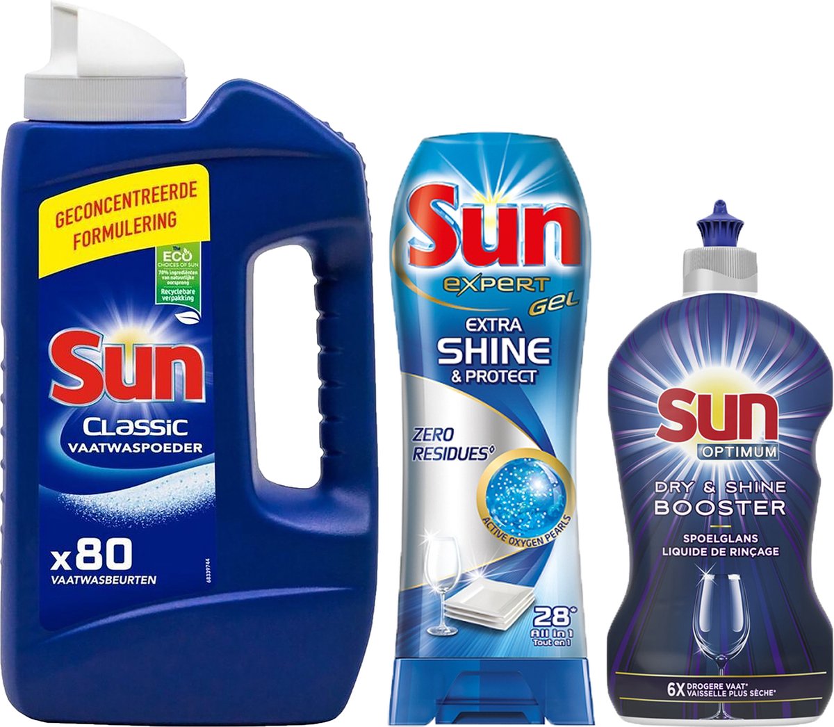 Sun Classic Vaatwaspoeder 80 beurten + Sun - Dry & Shine Spoelglans ...