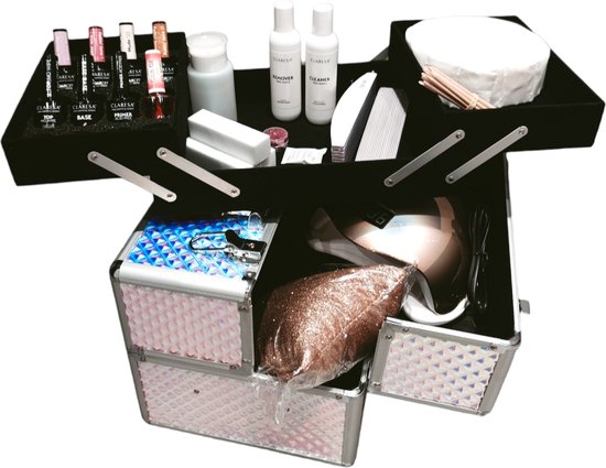 Professionele starter set voor gellak XL all-in Koffer, UV/LED lamp ...
