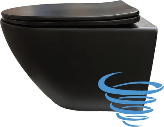 Delivo | Hangend Toilet | Mat Zwart | Tornado Flush | Softclose | Nano ...