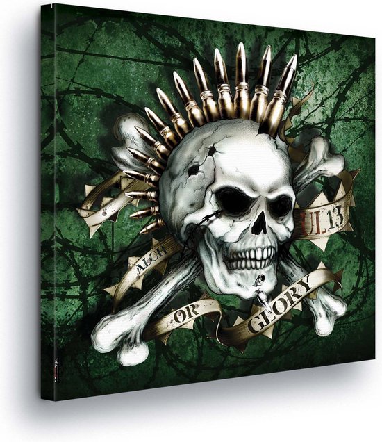 Bullet Punk Skull Canvas Print 80cm x 80cm | bol.com