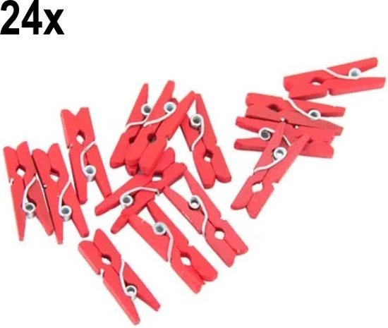 24x Mini Houten Knijpers Rood | bol