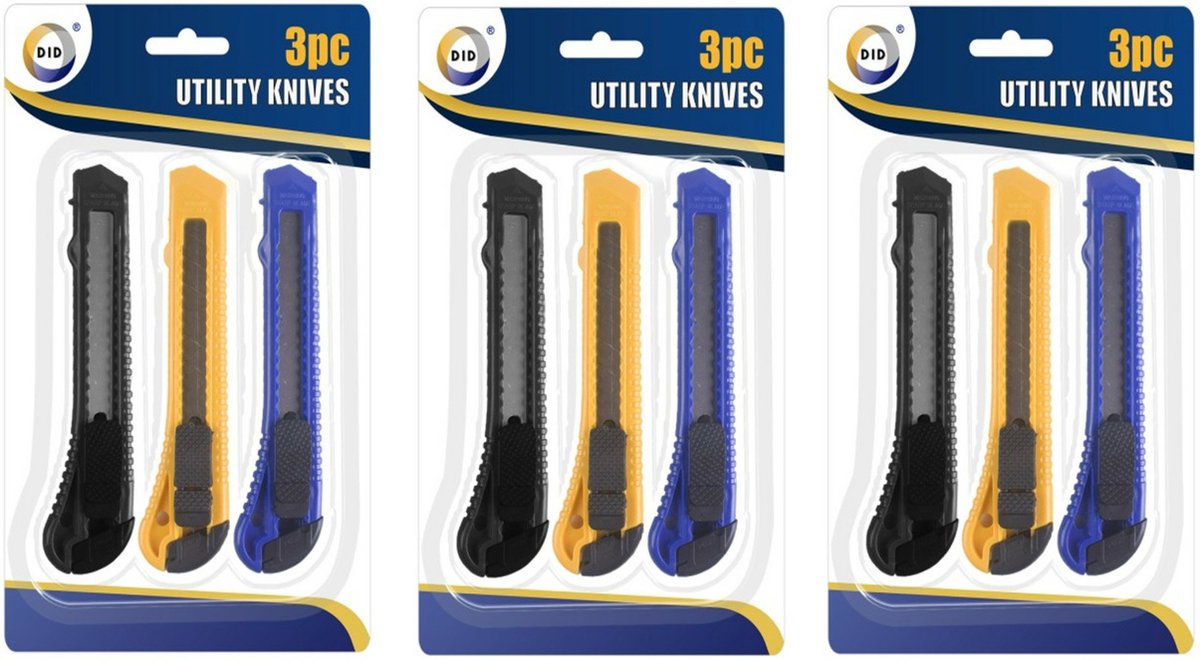 DID Breekmessen/mesjes set van 12x stuks - gekleurd - 15 cm - Hobbymessen -... | bol.com