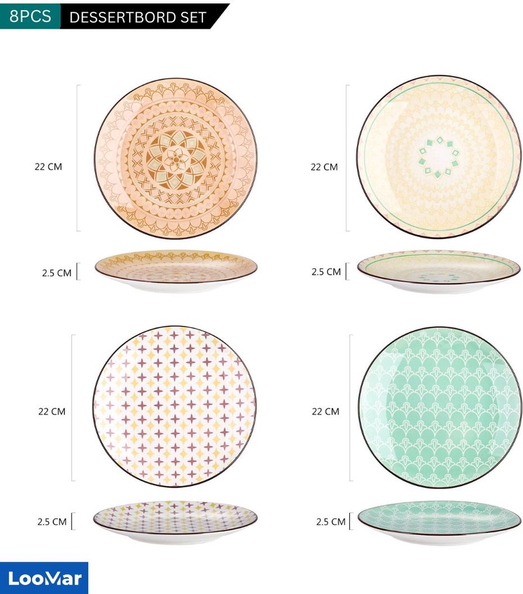 LooMar Luxe Bordenset - Borden - Dessertborden - Gebaksborden - set van ...