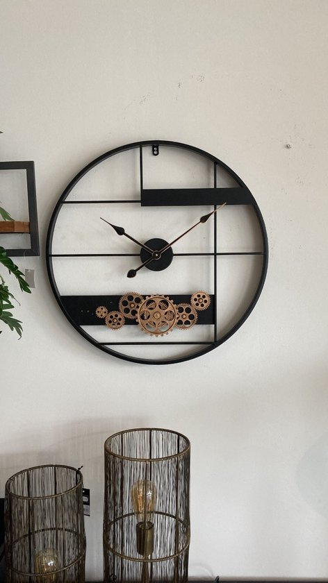 Industriele klok - grote wandklok - wandklok modern zwart 60 cm | bol.com