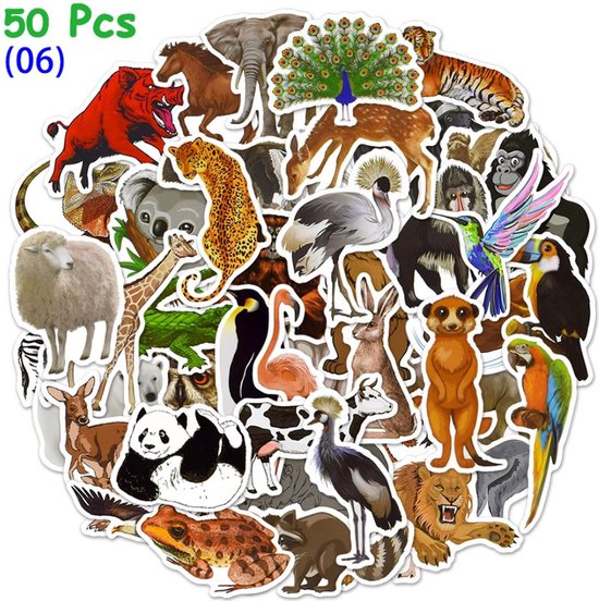 50 stuks stickers dieren (dierentuin) 6-10 cm | bol