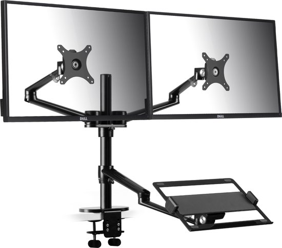 Alberenz® dubbele monitorarm met laptop standaard - voor 2 schermen ...