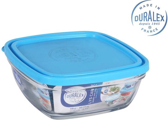 Hermetische Lunchtrommel Duralex Freshbox Blauw Vierkant (17 x 17 x 7 ...