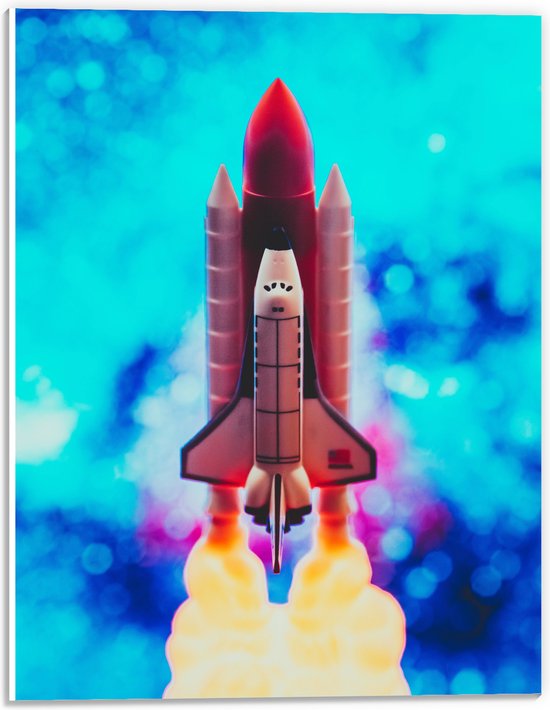 PVC Schuimplaat- Speelgoed Raket met Start Rook - 30x40 cm Foto op PVC ...