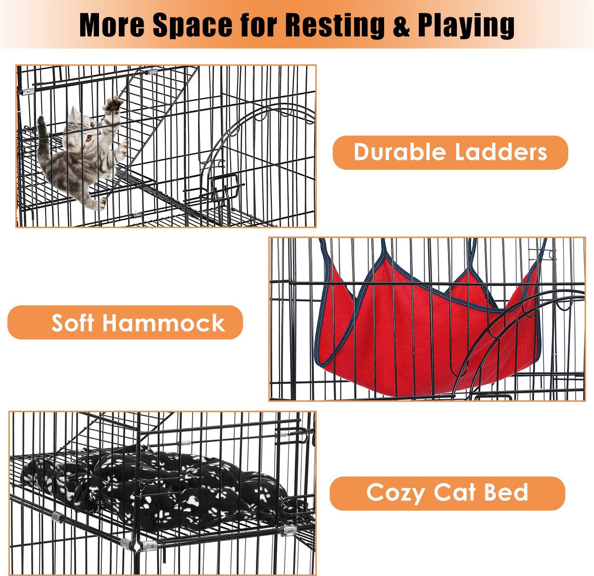 Kattenbench met 4 niveaus - 90 x 60 x 130cm - Kattenverblijf Kattenkooi ...