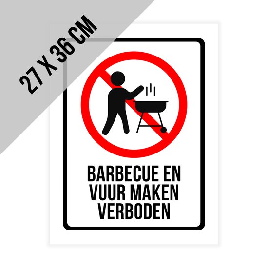 Pictogram/ bord | "Barbecue en vuur maken verboden" | 27 x 36 cm ...