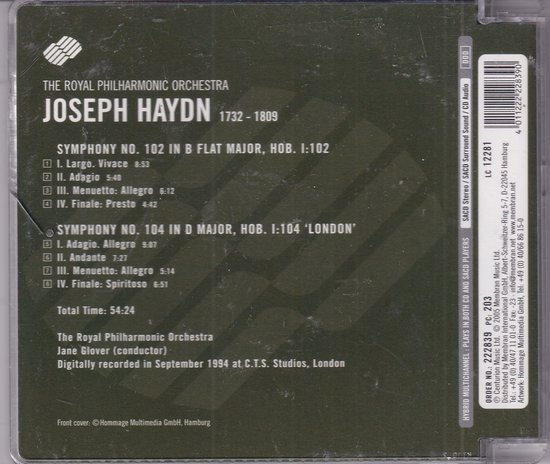 Super-Audio-CD Haydn - The Royal Philharmonic Orchestra o.l.v. Jane Glover, The Royal... | bol.com