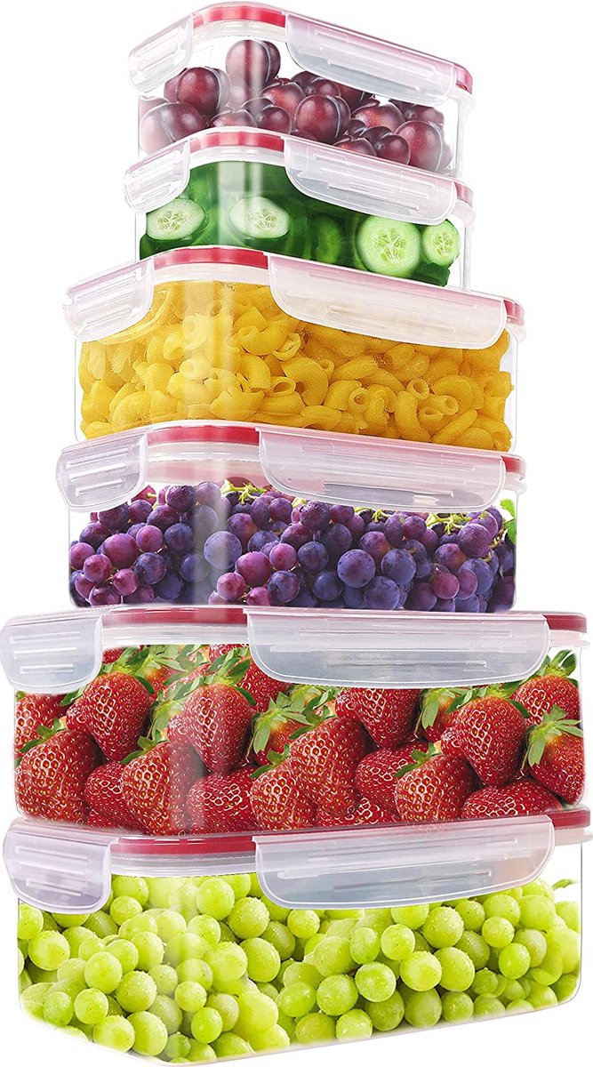 Lot de 12 récipients hermétiques en plastique avec couvercles (6 ...