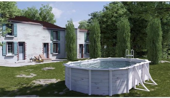 GRE - Stalen ovaal zwembad 5,27m x 3,27m x H: 1,22m - Imitatie Scandinavisch hout... | bol.com