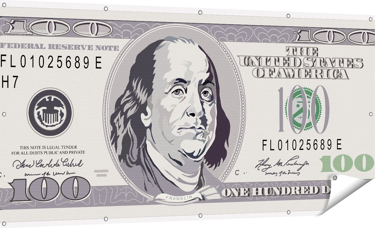 Gards Tuinposter Geld Dollar Biljet - Briefje van 100 Dollar - 180x90 ...
