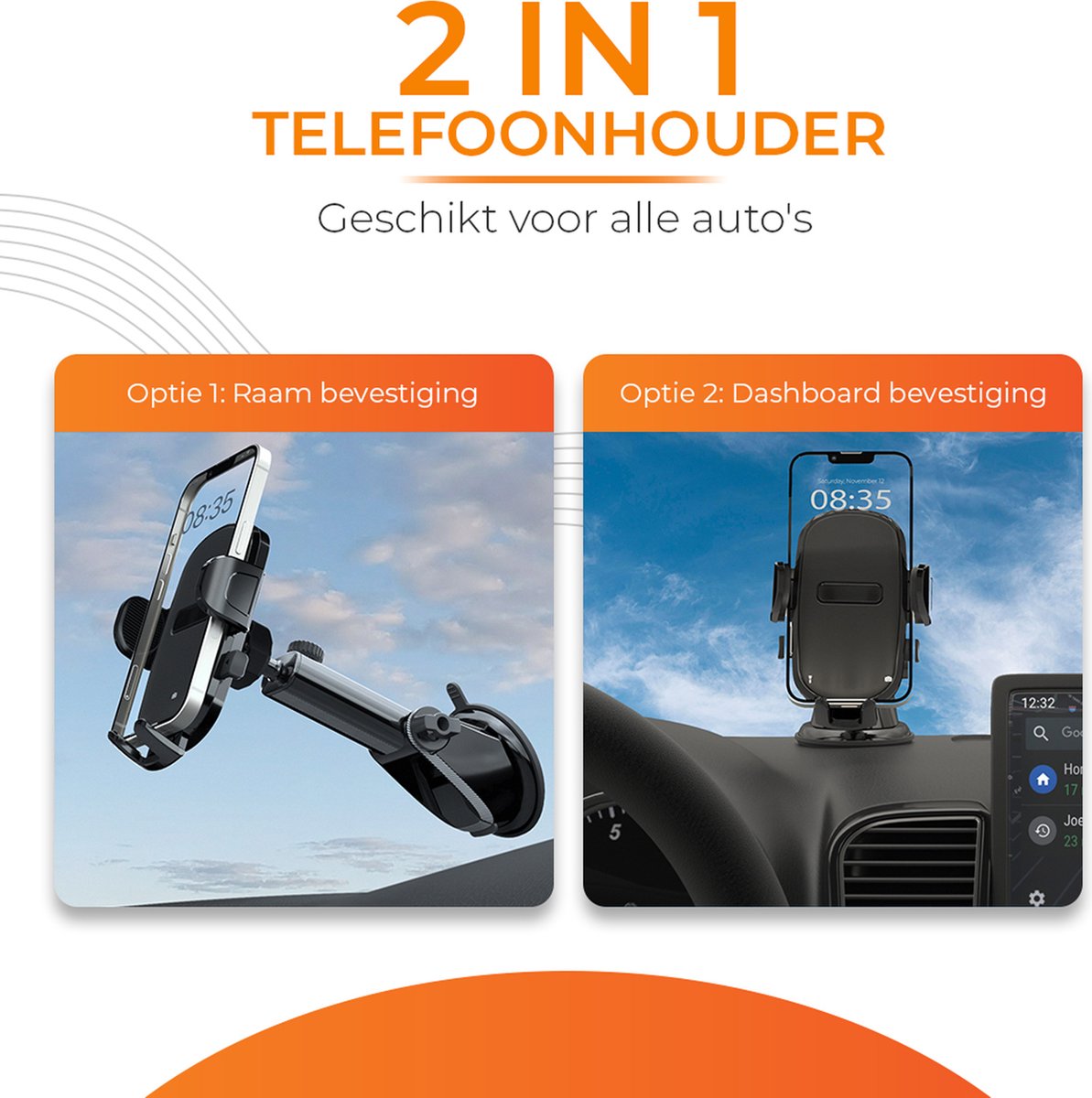 Douxe® Telefoonhouders Auto met Zuignap - Voor Raam en Dashboard ...