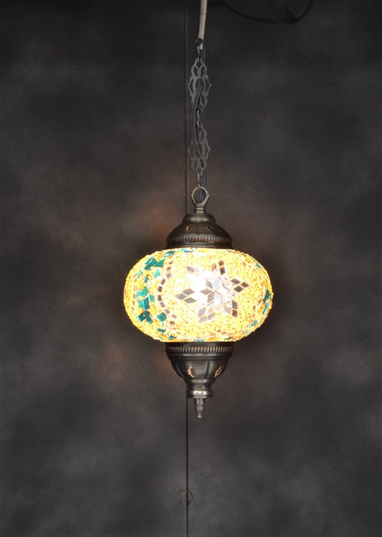 Hanglamp MozaïekLamp Oosterse Lamp B 17cm L 53 cm Handgemaakt blauw ...