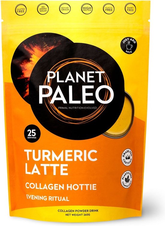 Planet Paleo - Pure Collagen Turmeric Latte - 260 gram | bol.com