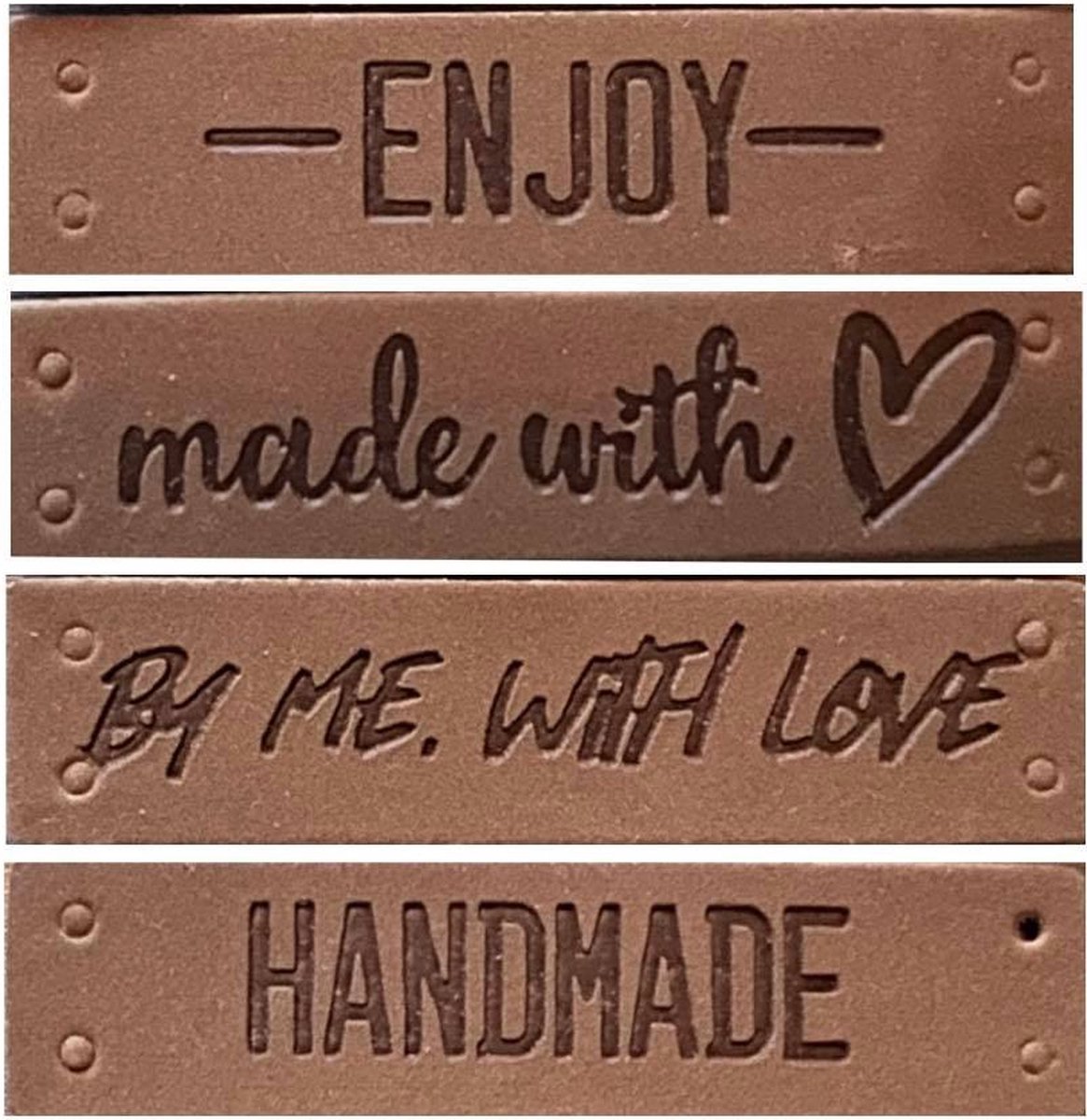 Leren labels diverse maten Gemaakt - Textiel Naam Labels - Wasbare ...