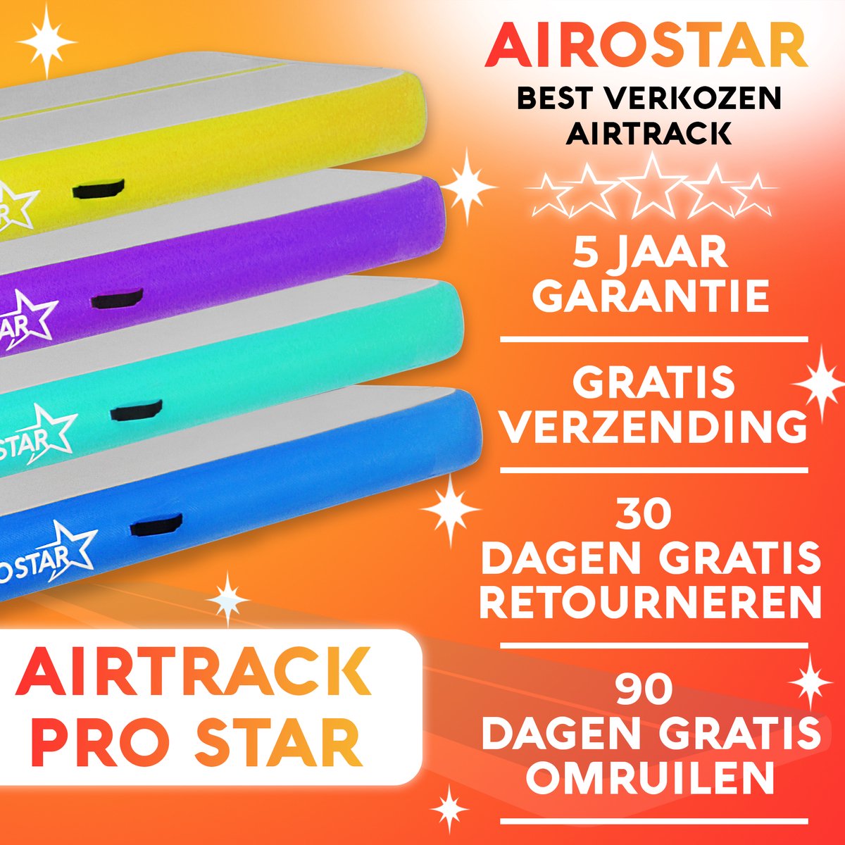 AirTrack PRO STAR™ by AirTrack Factory 20CM - Paars 6 Meter - 6x1x0,2M ...