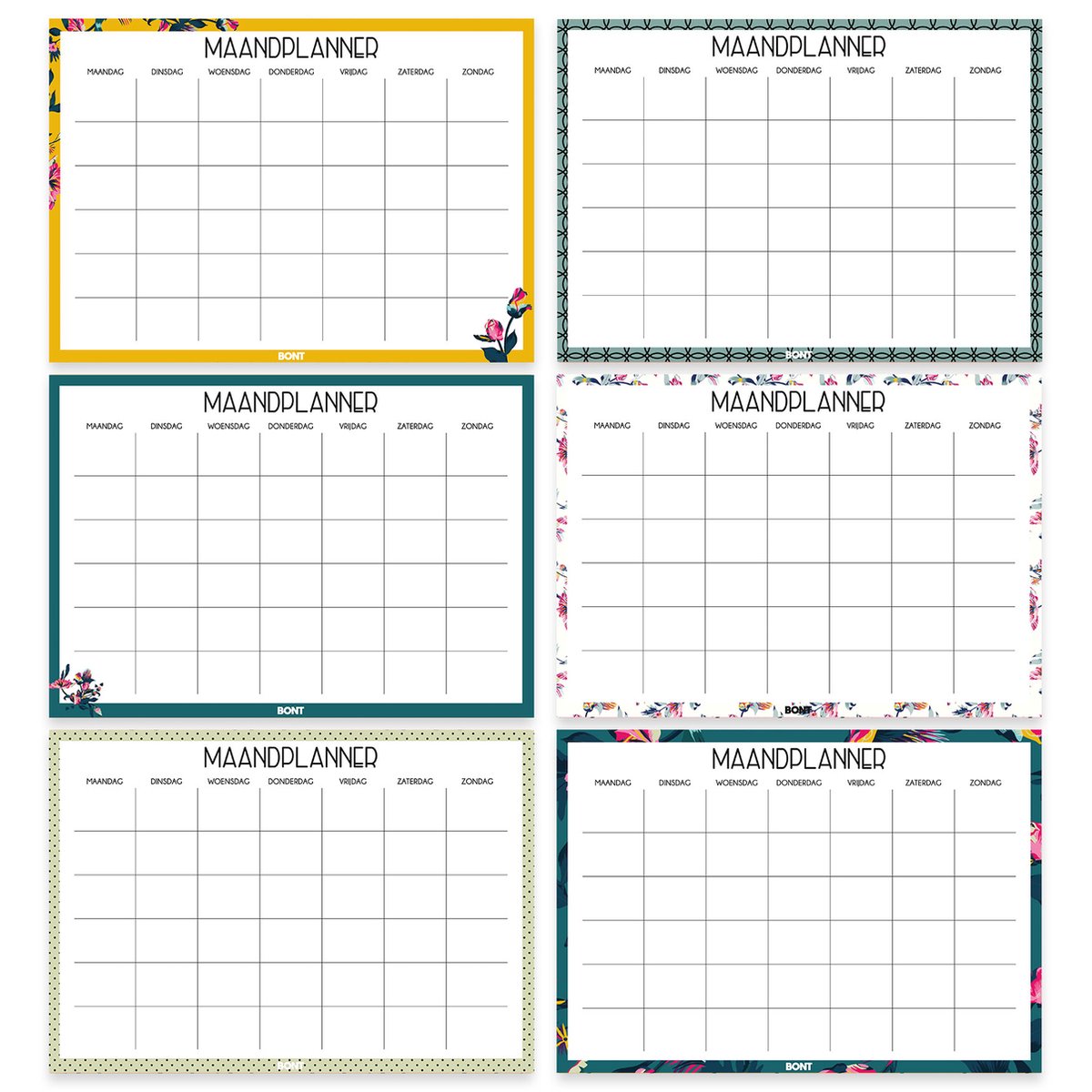 BONT | Maandplanner bloemen losbladig A4 - Planner - Familieplanner ...