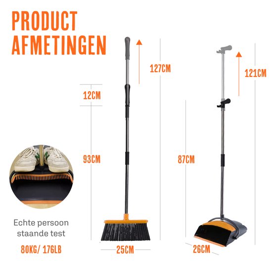 Stoffer en Blik met Lange Steel - Bezem en Vuilblik Binnen Buiten ...