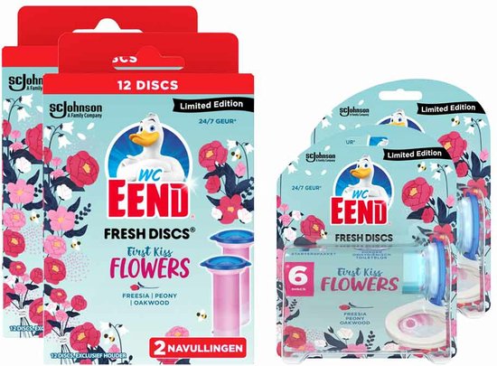 WC Eend Fresh Discs First Kiss Flowers Pakket | bol