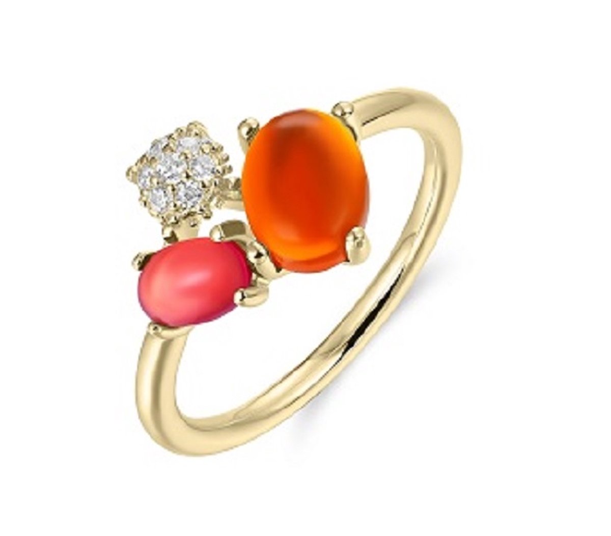 Schitterende 14 Karaat Goud op Zilveren Ring Edelstenen Cabuchon 15.25 ...