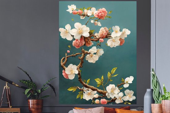 Muurstickers - Sticker Folie - Bloemen - Bloesem - Kersen - Tak - Wit - 120x160 cm -... | bol