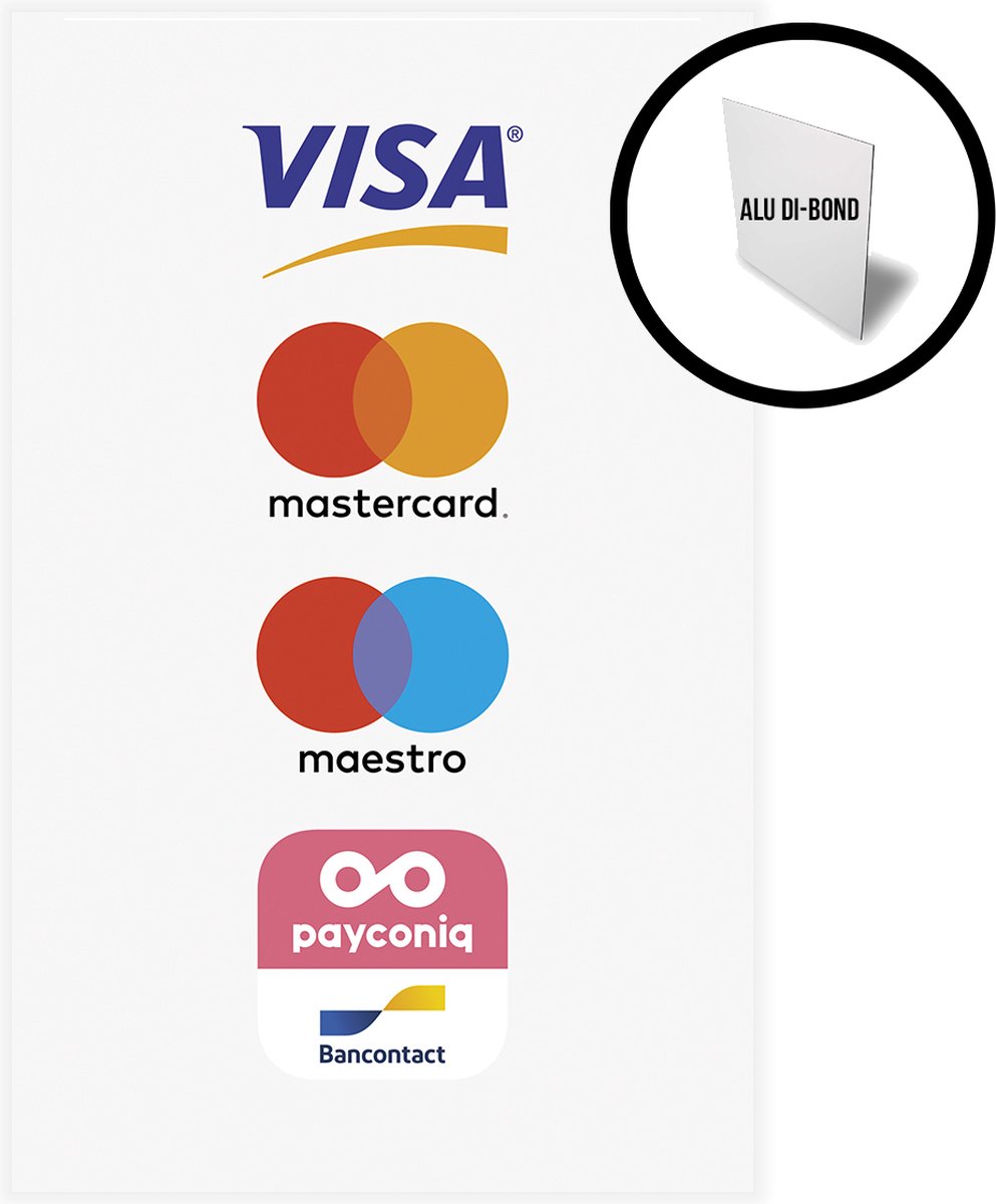 Bord op aluminium | 15 x 25 cm | Betaalmogelijkheden | Visa/ Mastercard/ Maestro/... | bol