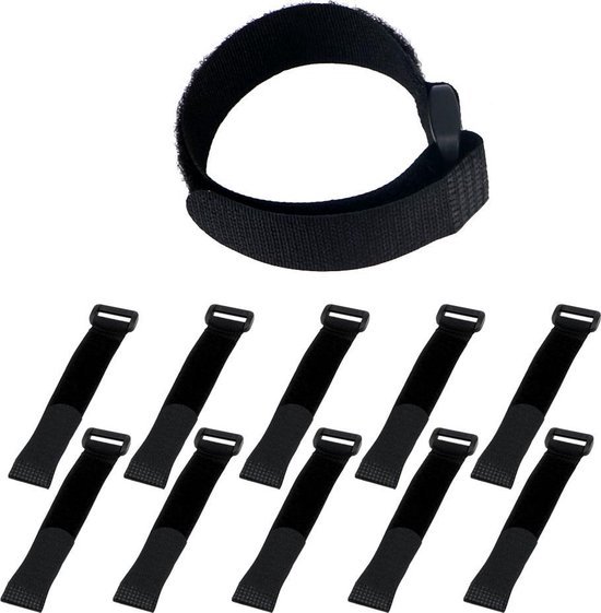 Klittenband Kabelbinders - Kabel Organiser - 10 stuks van 20CM - Zwart ... Klittenband Kabelbinders - Kabel Organiser - 10 stuks van 20CM - Zwart ...