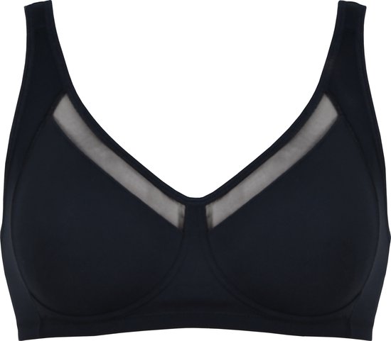 Naturana - 5504 - Soft bh met mesh rand - Zwart - 90F | bol