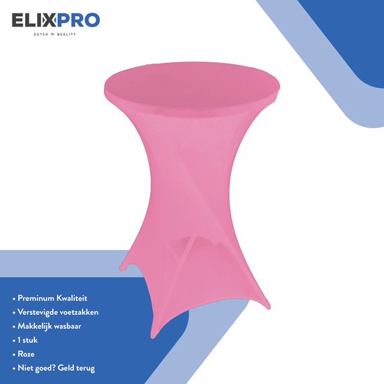 ElixPro - Premium statafelrok roze 1x - ∅80 x 110 cm - Tafelrok- Statafelhoes -... | bol
