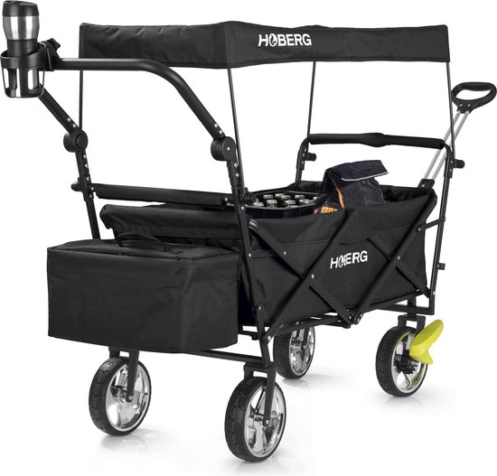 Hoberg Opvouwbare Premium Handkar incl. dak met UV-bescherming ...