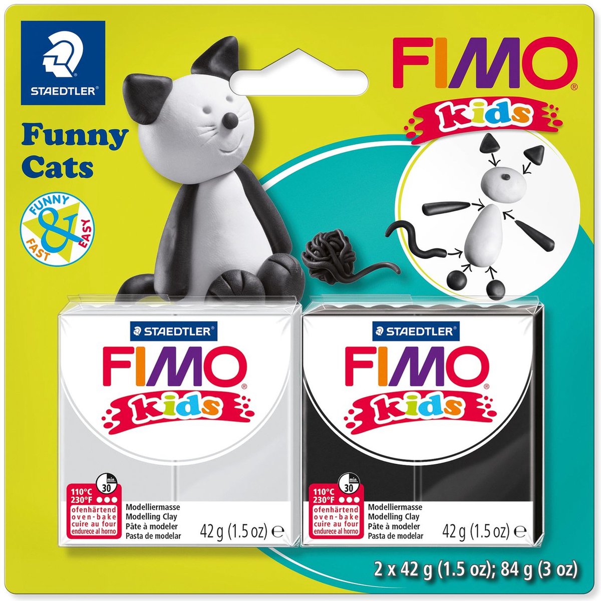 Staedtler FIMO 8035, Boetseerklei, Zwart, Grijs, Kind, 2 stuk(s), 2 ...