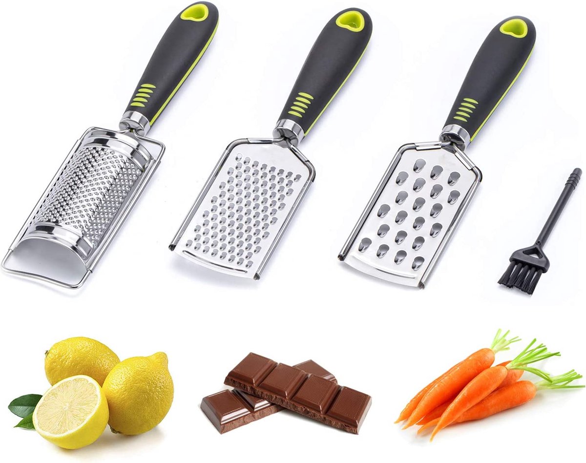 roestvrijstalen rasp met reinigingsborstel, fijne parmezaanse rasp en ...