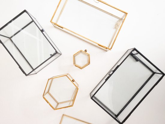 GLAZEN MEMORY BOX maat S - Zwart of Goud - PERSONALISEER NAAR WENS ...