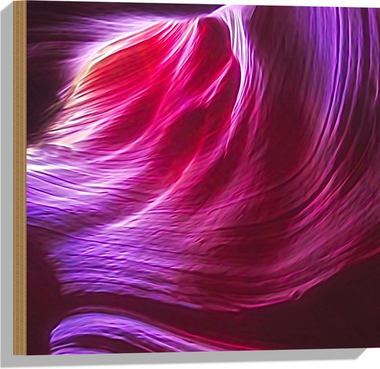 Hout - Rood en Roze Neon Kleuren - 50x50 cm - 9 mm dik - Foto op Hout ...