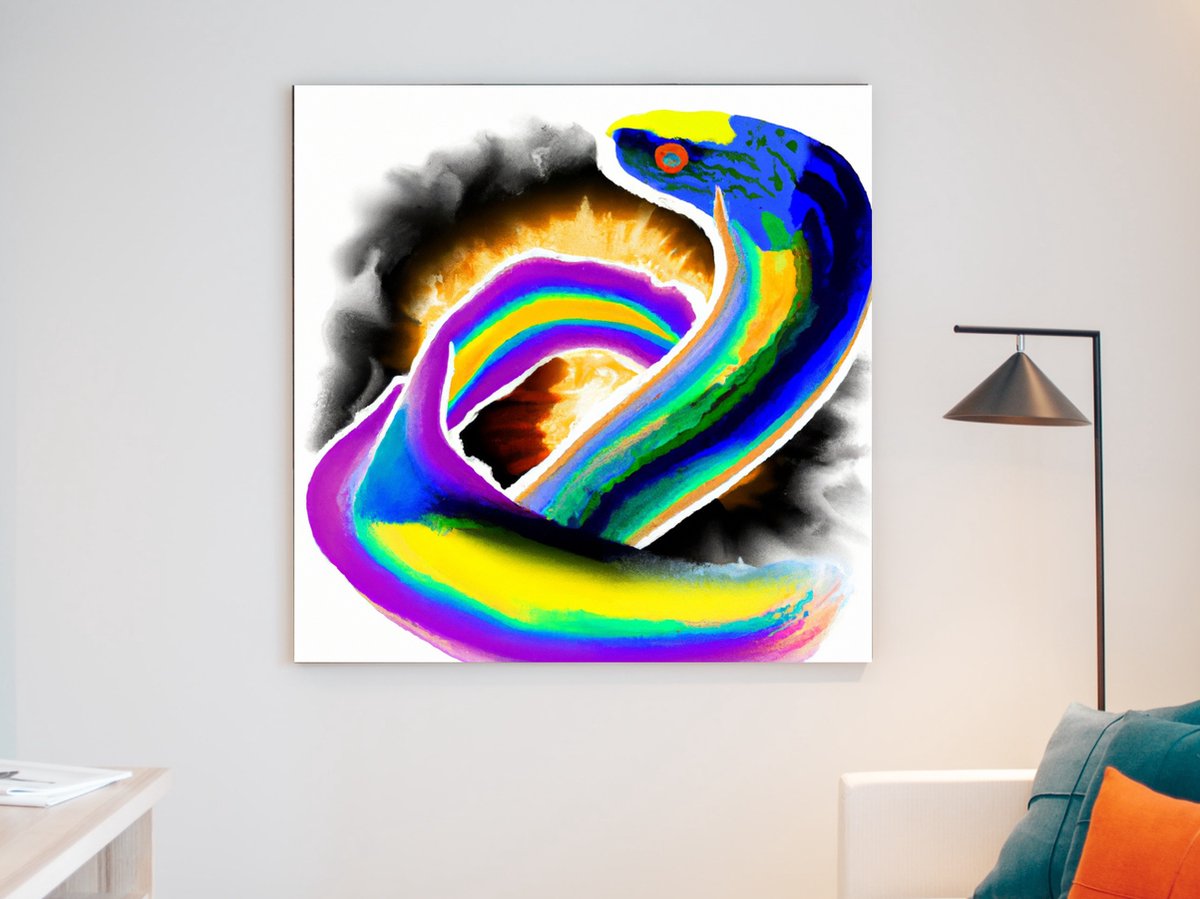Electric Rainbow Eel kunst - 80x80 centimeter op Canvas | Foto op ...