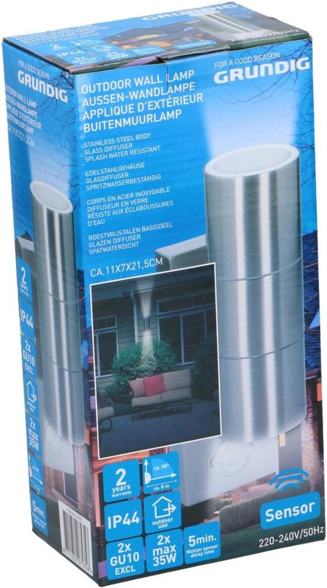 Grundig RVS Buitenlamp met sensor | bol.com