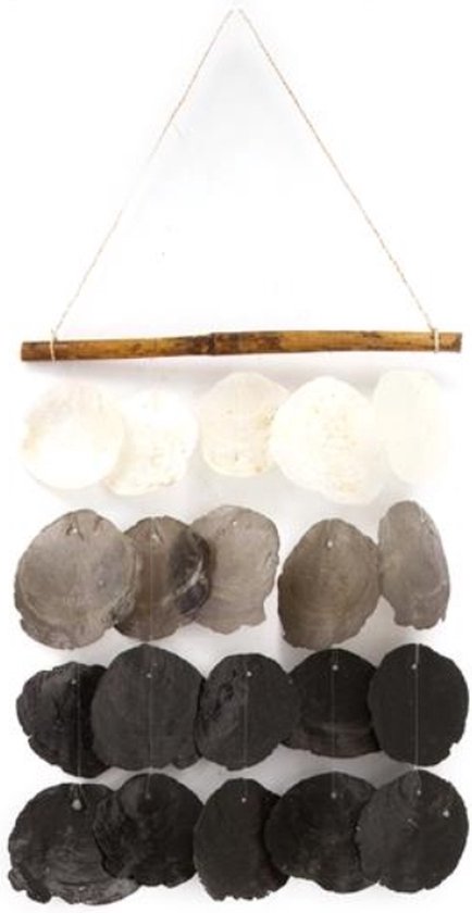 Dijk Natural Collections Mobiel capiz 28x2x36cm zwart/wit/grijs | bol