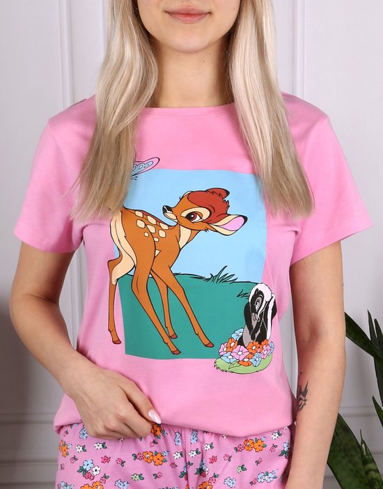 DISNEY Bambi - Katoenen damespyjama met korte mouwen, roze pyjama / XL | bol.com