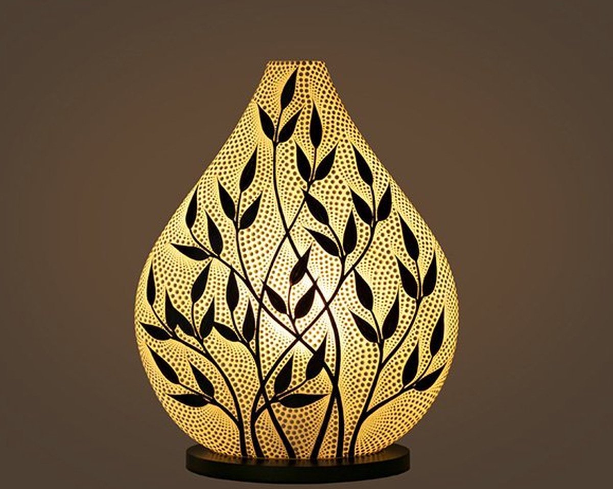 Leafs Tafellamp 1 lichts wit/zwart 35x43 cm - Landelijk - WF Light ...