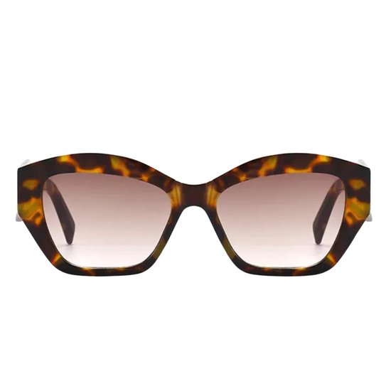 Duzara - Model AZUR - Ronde zonnebril met bruine frame, bruine zijpoten ...