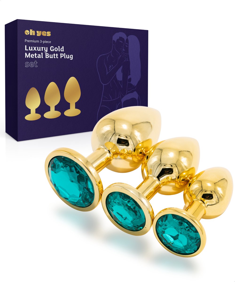 Metaal Gouden Buttplug Set Voor Mannen En Vrouwen 3 Delige Anal Plug