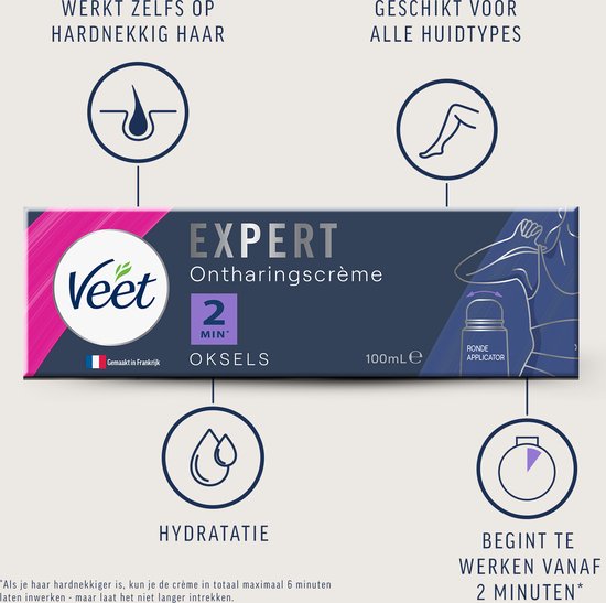 Veet Expert Ontharingscreme met applicator - Oksels - Alle huidtypes ...