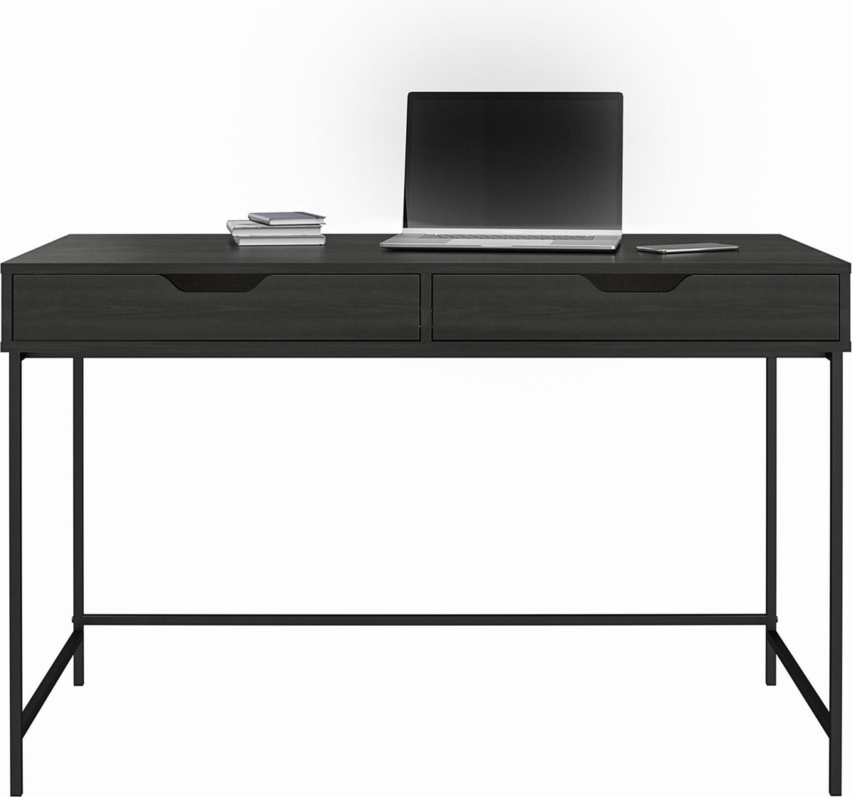 Computerbureau met 2 lades in MDF zwart eiken | bol.com