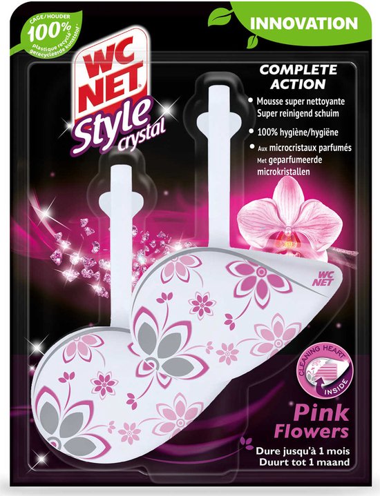 WC Net Toiletblokje Style Crystal Pink Flowers Duopack 2 x 36,5g | bol